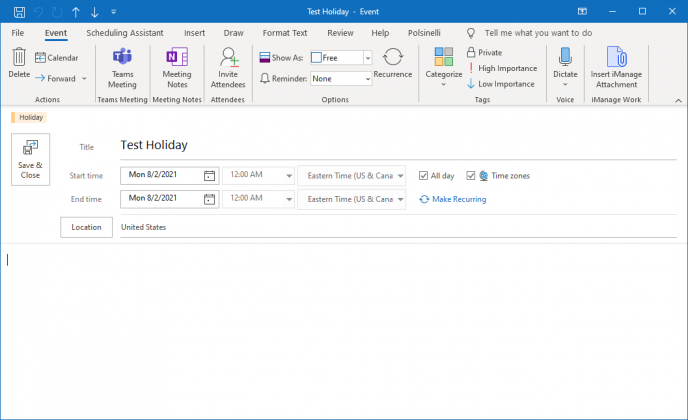 How to create Outlook holidays with Powershell - Jose Espitia